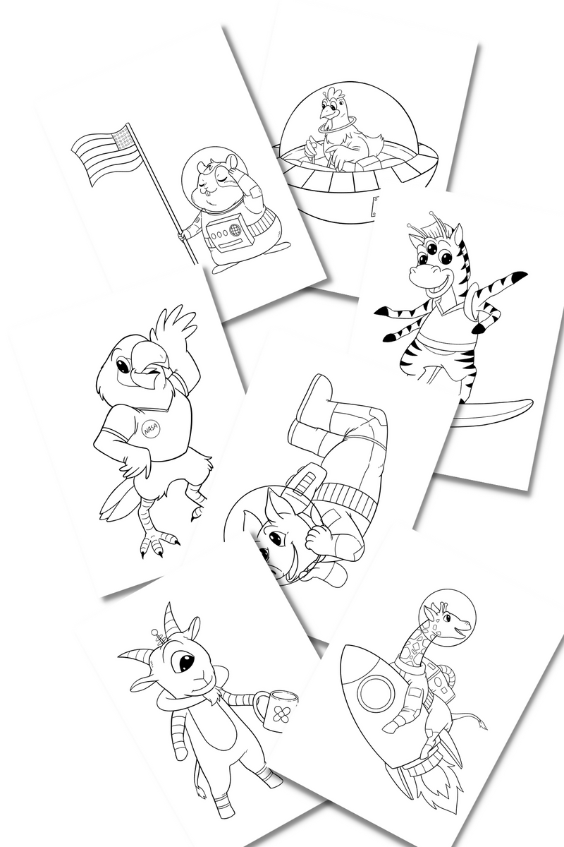 Animals in Space Coloring Bundles (20 Pages) – non-screen-activities ...
