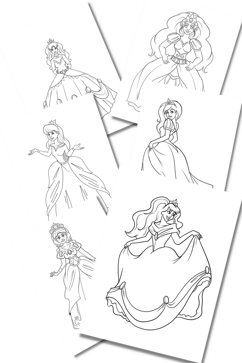 Princess Coloring Deluxe Bundle (30 pages) – non-screen-activities-for-kids