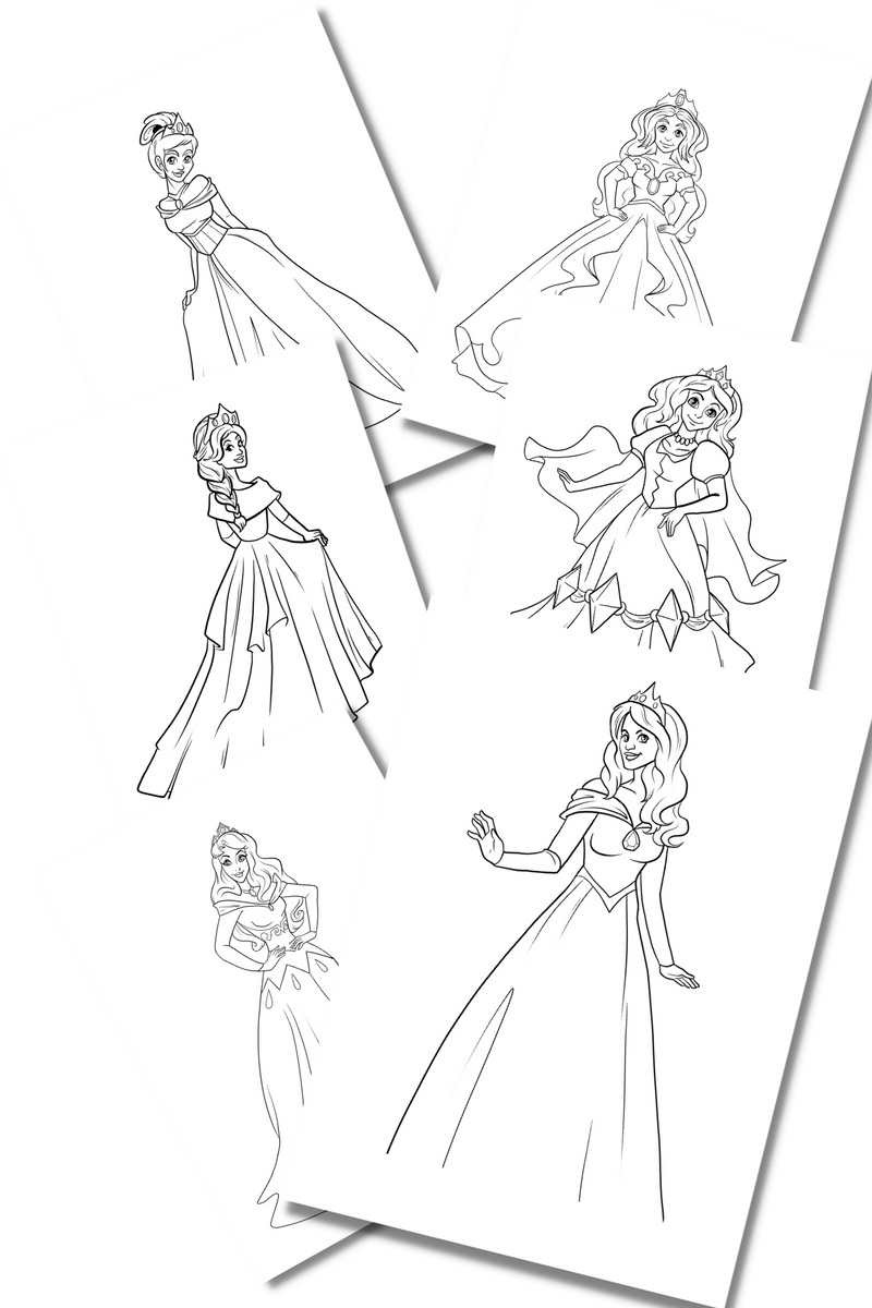 Princess Coloring Deluxe Bundle (30 pages) – non-screen-activities-for-kids