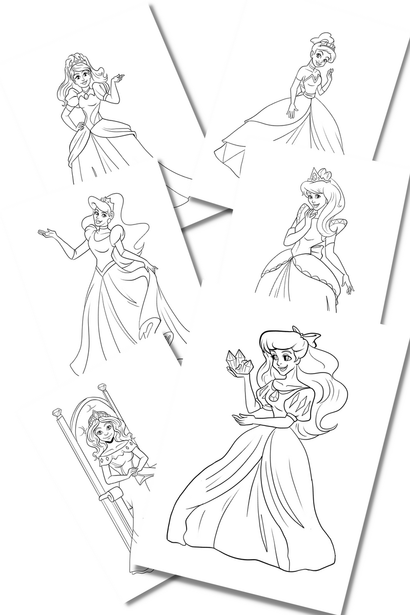 Princess Coloring Deluxe Bundle (30 pages) – non-screen-activities-for-kids